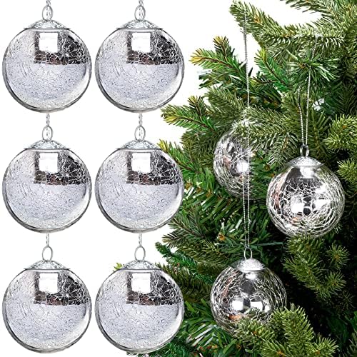 Amazon.com: 12 Pcs Christmas Glass Ball Ornaments 2.4 in Crackle ...