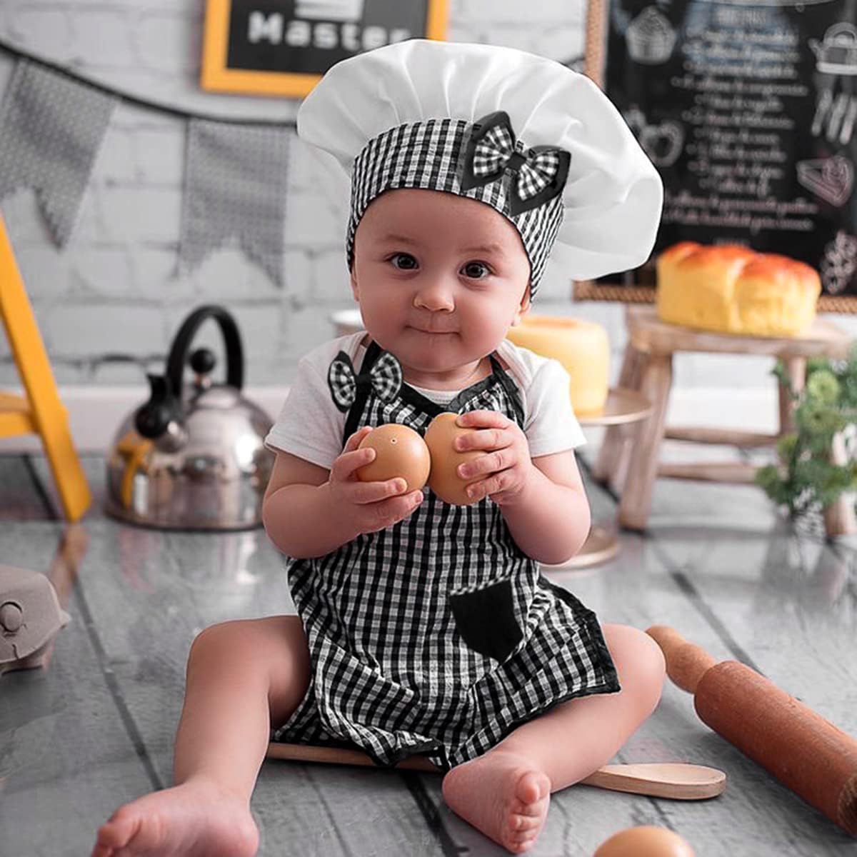 BabyMoon Chef | New Born Baby Photography Shoot Props | Costume | White ...