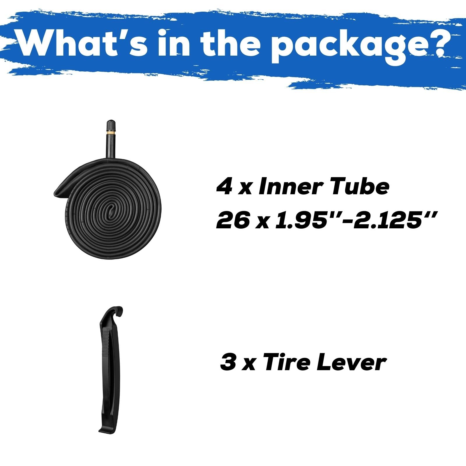 Snapklik.com : Cycles 4-Pack 26 Inch Bike Tubes - Fits Tire Sizes 26 X ...