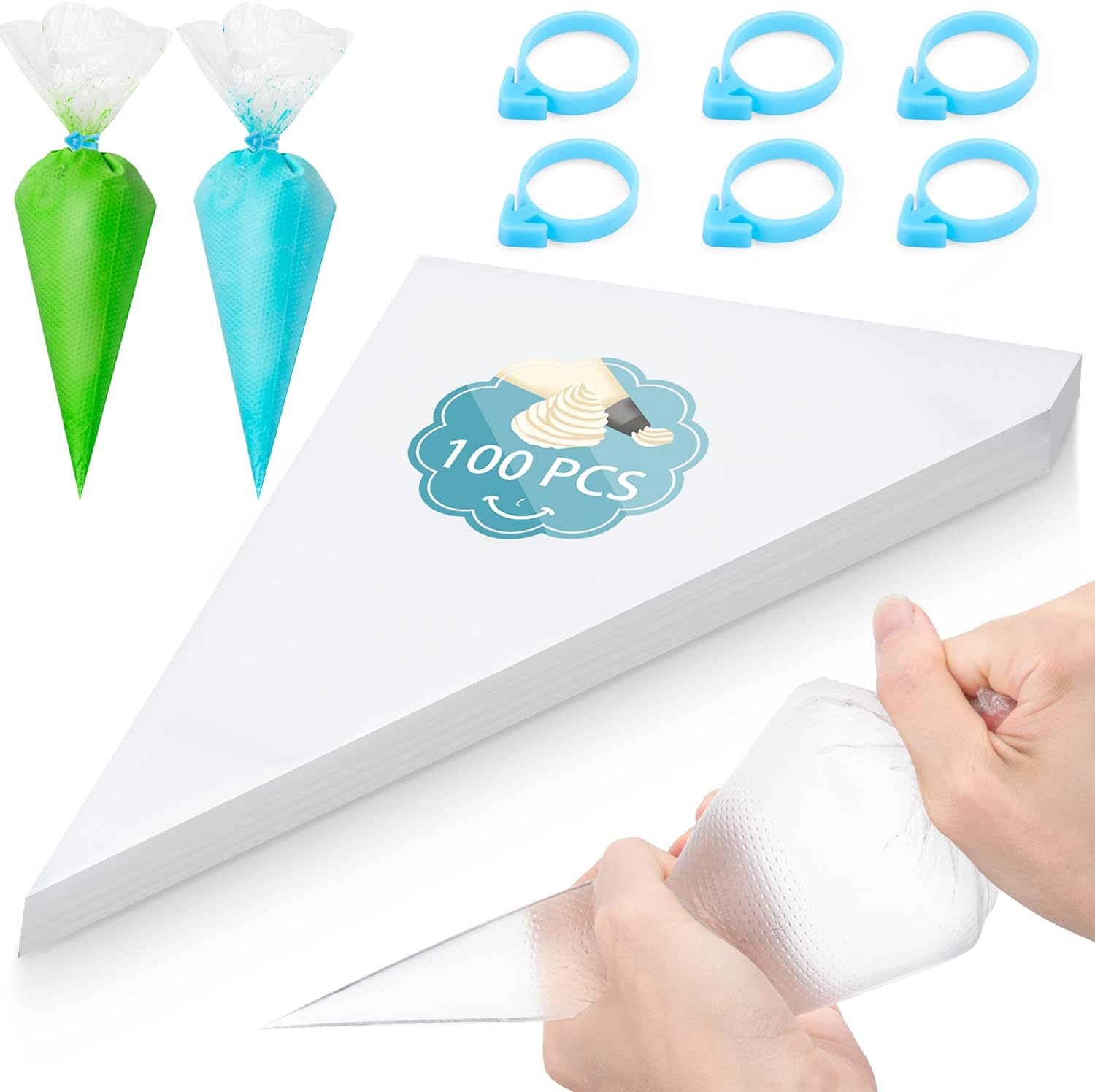 Amazon.com: Disposable Icing Pastry Piping Bags, 100 Pcs 16Inch Thick ...