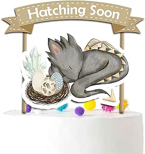 Amazon.com: Hatching Soon Little Dragon Cake Topper – Baby Shower Party ...