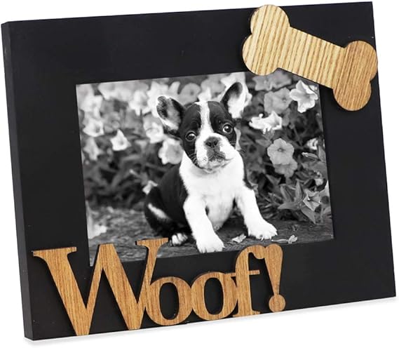 Amazon.com - Isaac Jacobs Black Wood Sentiments Dog “Woof!” Picture ...