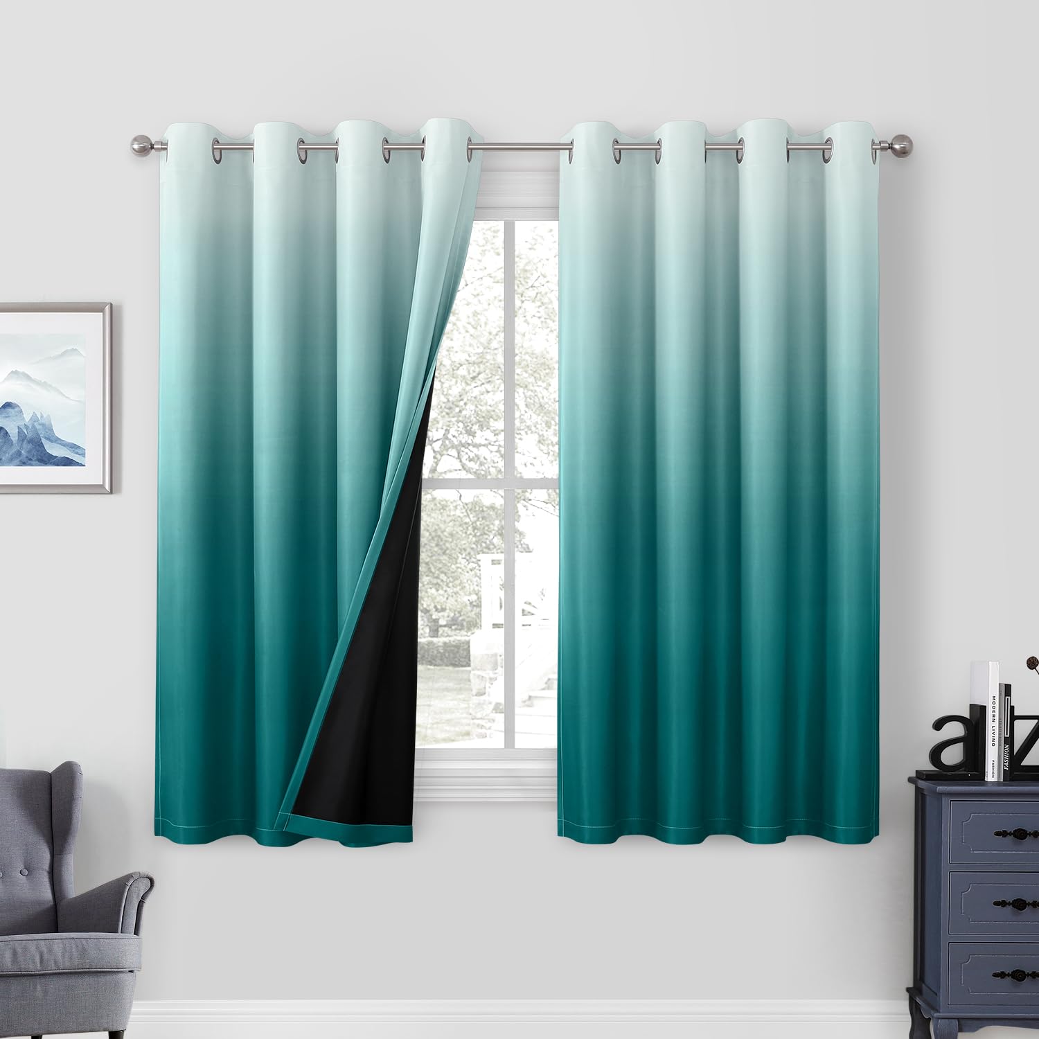 Teal And Black Curtains