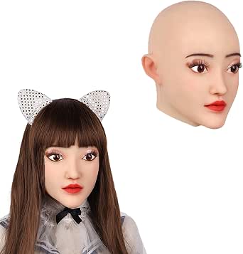 Amazon.com: Hand-made Silicone Head Mask Fake Face Realistic Female ...