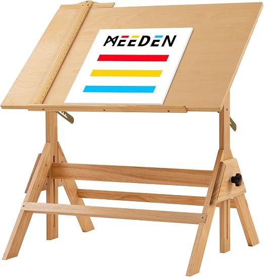MEEDEN Solid Wood Drafting Table - 35.5" x 23.5" Artist Drawing Desk ...