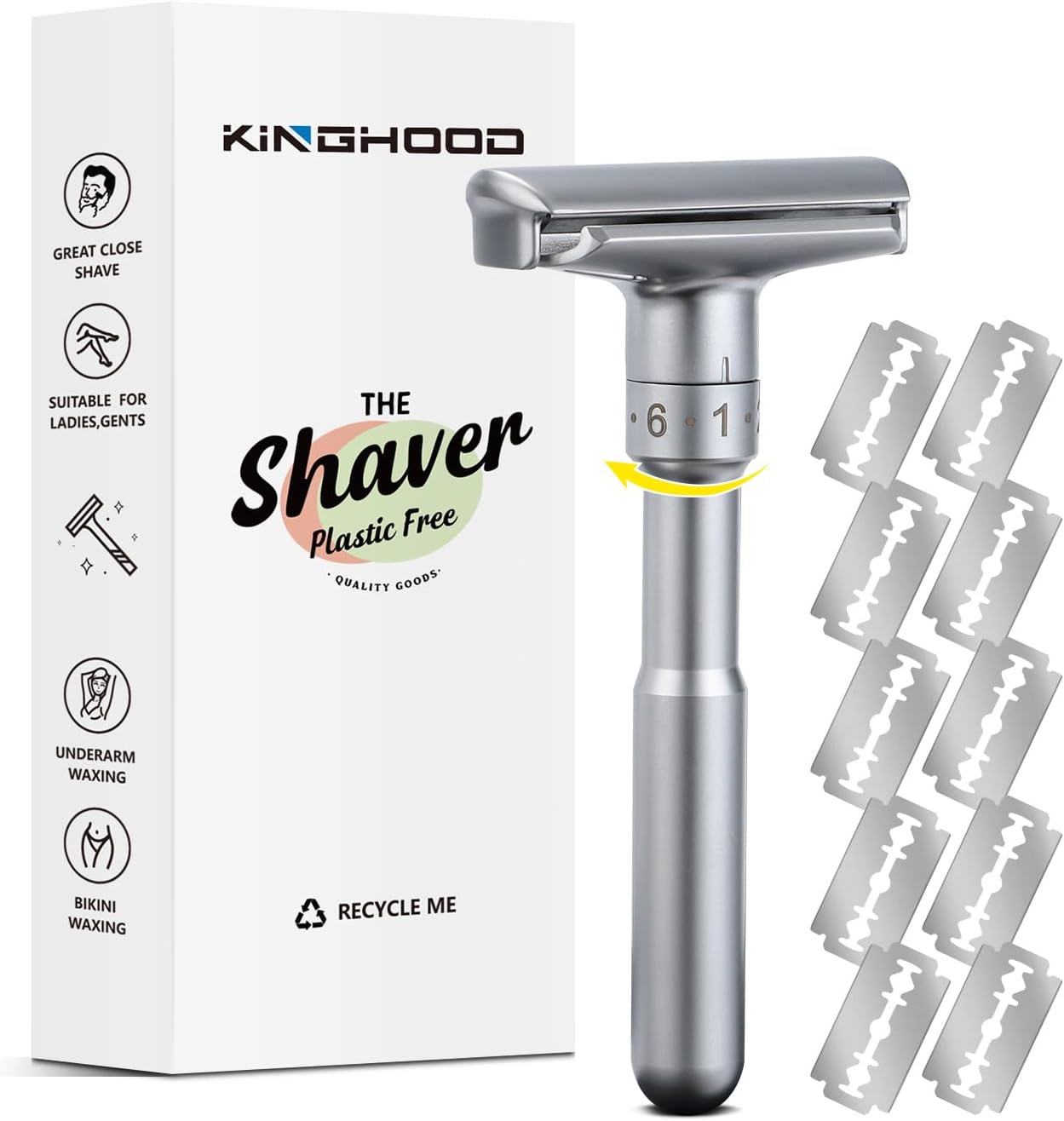 Amazon.com: Adjustable Metal Safety Razor Single Blade for Men Adjusts ...