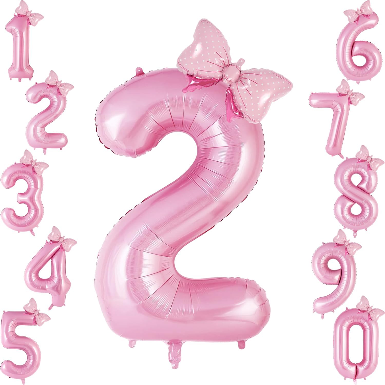 Amazon.com: Pink 2 Balloon Number Pink Birthday Decorations for Girls ...