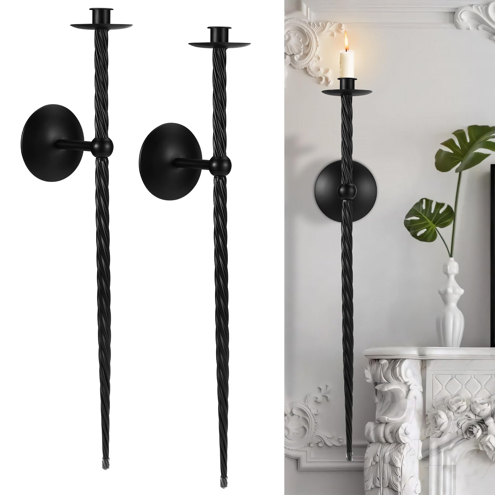 Amazon.com: Metal Wall Candle Sconces Set of Two Wall Mount Candle ...