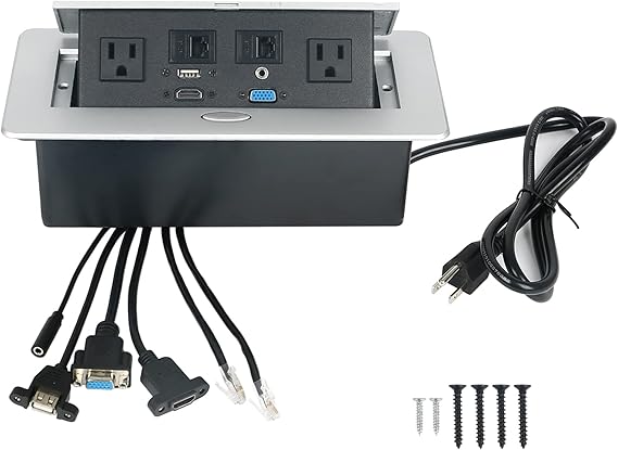 Amazon.com: Table Pop up Power Strip Box Desktop Pop Up Outlet Recessed ...