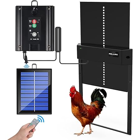 Amazon.com: Mollan Automatic Chicken Coop Door - Solar Powered Auto Chicken Door Opener with ...