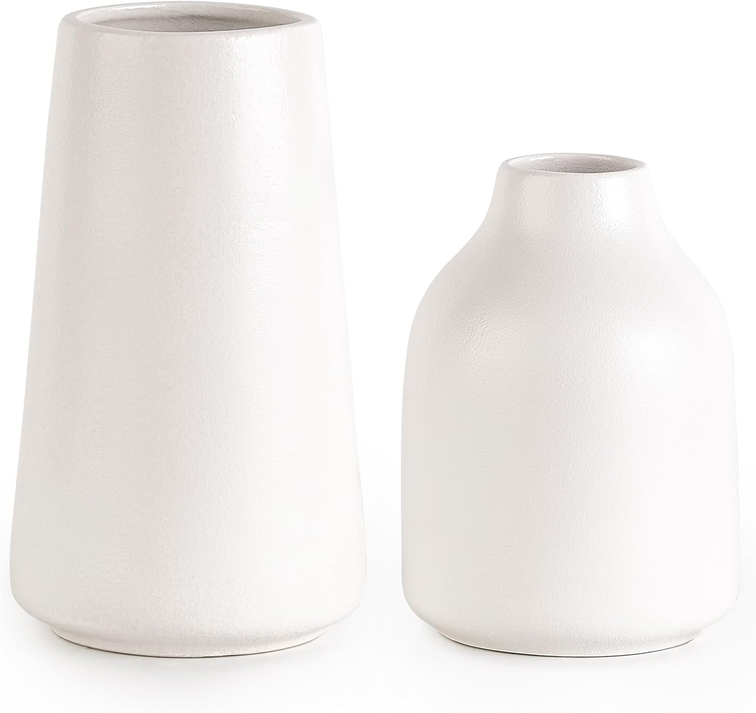 Amazon.com: Mkono Ceramic Flower Vase, Set of 2 Decorative White Vases ...