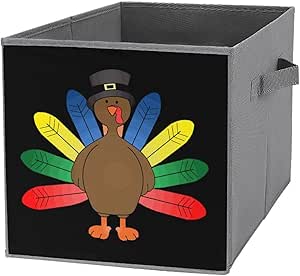 Amazon.com: Cute Turkey Rainbow Feather Storage Bins with with Handles ...