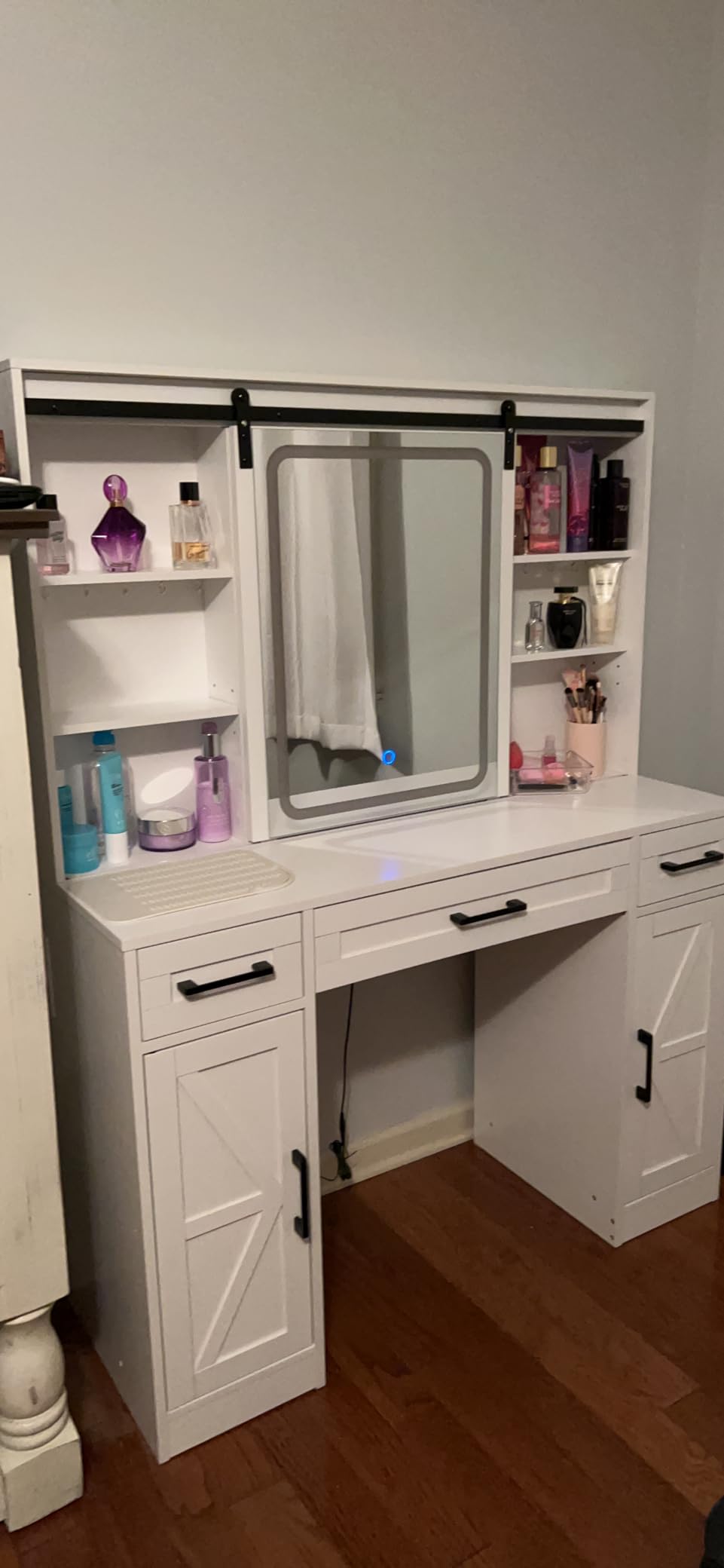 $45/mo - Finance Irontar Farmhouse Makeup Vanity Desk with Sliding ...