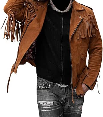 Outfittz - chamarra tradicional de piel de ante con flecos occidentales ...