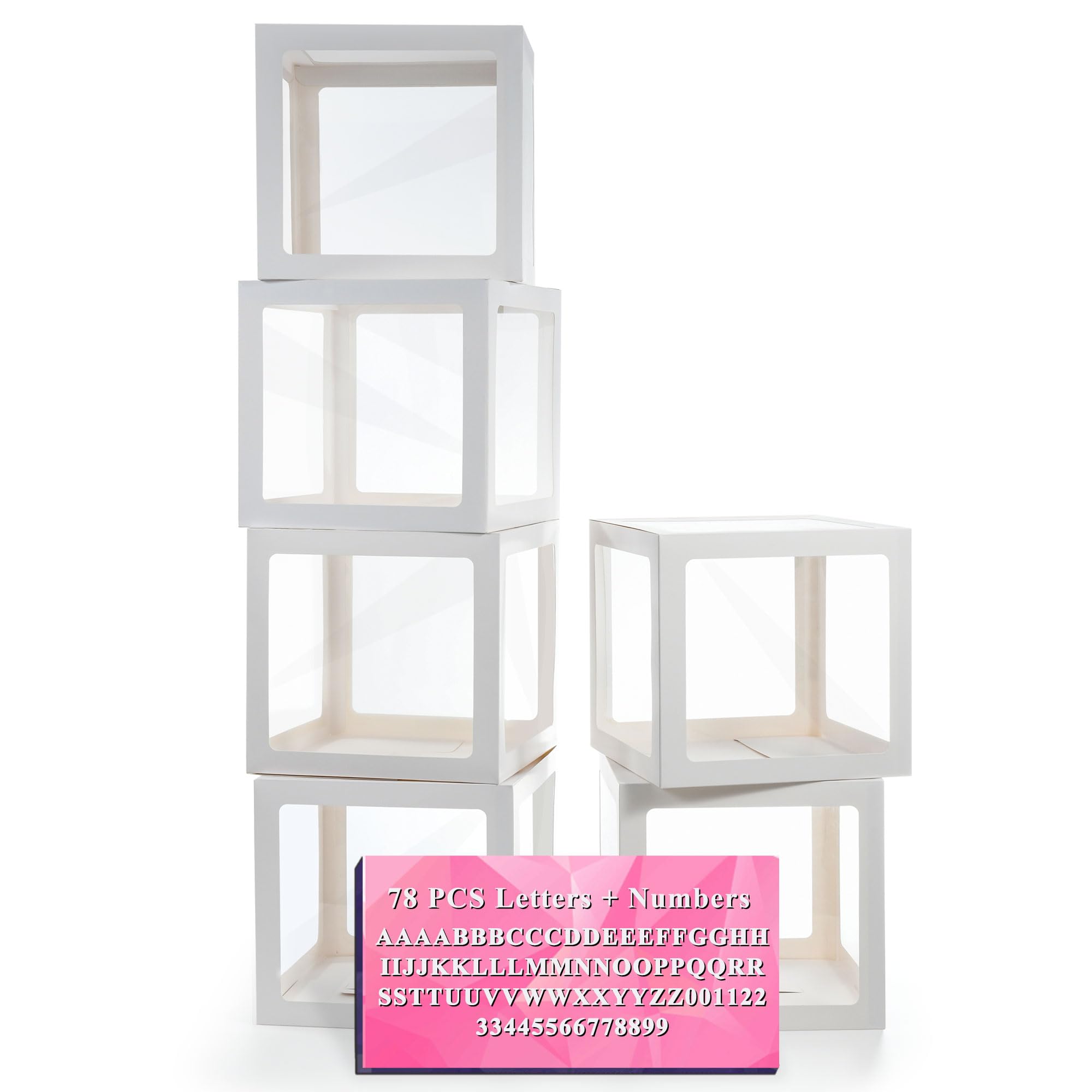Amazon.com: White Clear Balloon Boxes, Baby Boxes with Letters for Baby ...