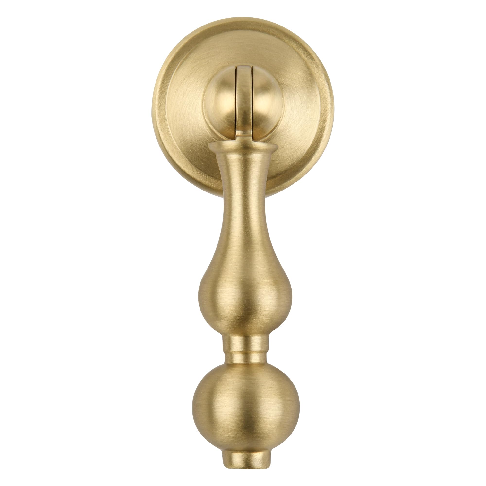 SALISENG Solid Brass Kitchen Cabinet knobs 6 Pack, Brushed Gold Drop ...