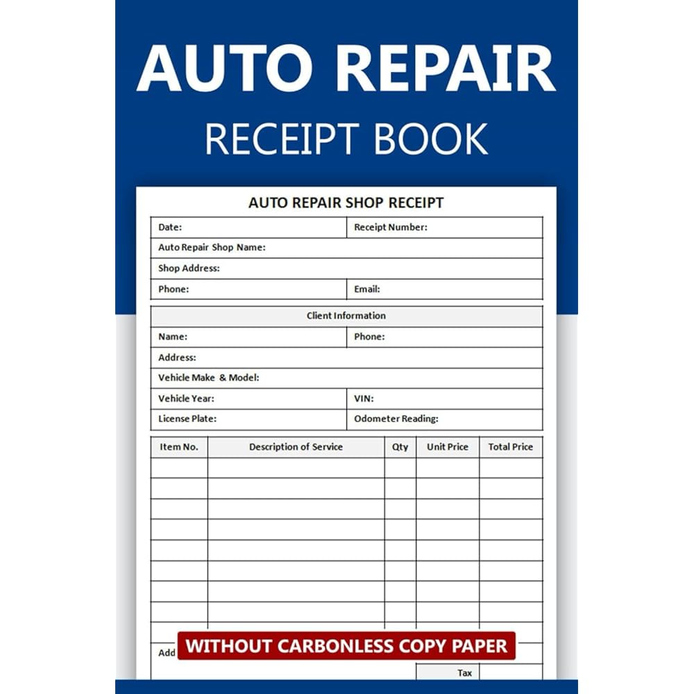 $2/mo - Finance Auto Repair Receipt Book: Automotive Repair Shop ...