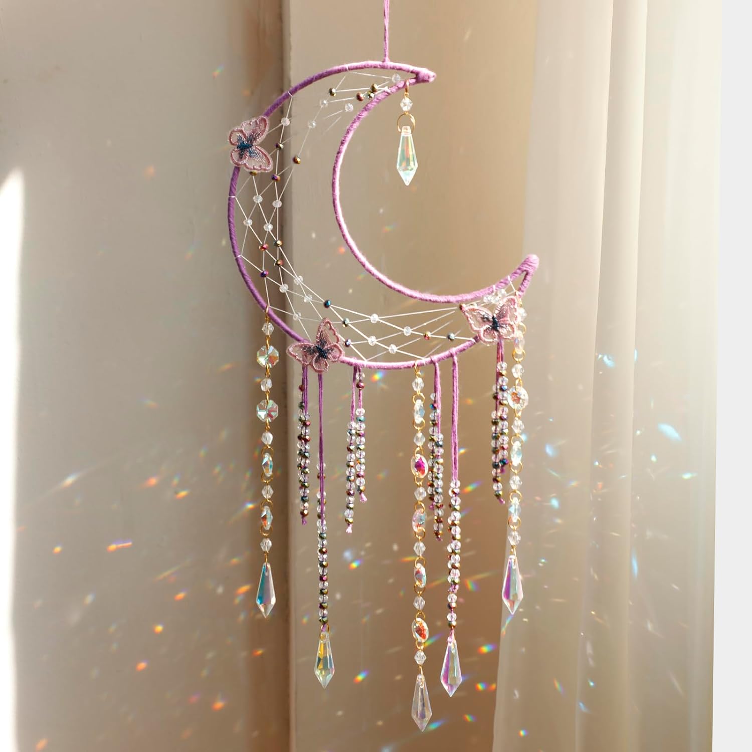 Amazon.com: Artilady Butterfly Dream Catchers with Crystals - Large ...