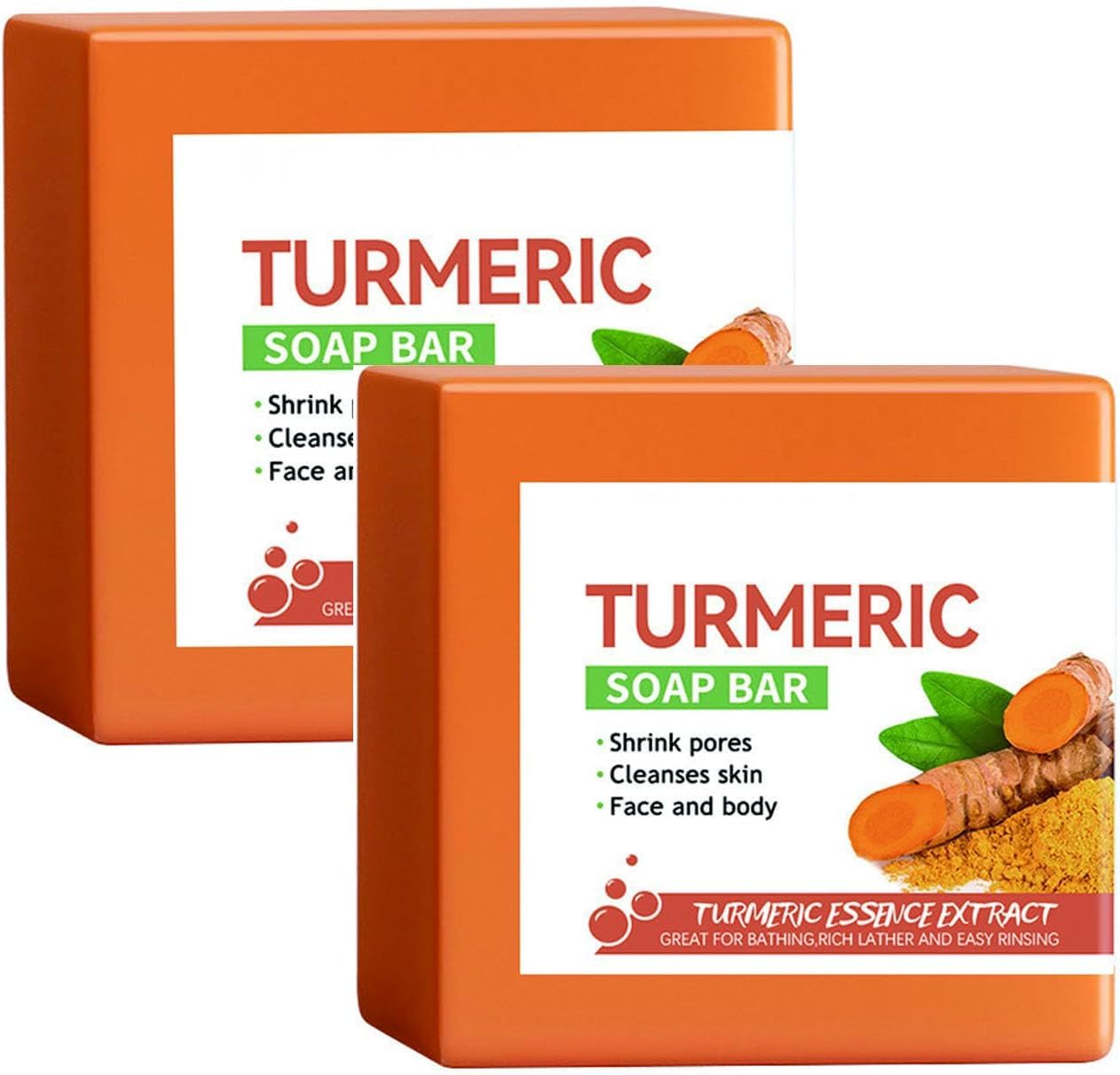 Turmeric Soap Bar, 2 Pcs Tumeric Soap Cleansing Soap Handmade Soap for ...