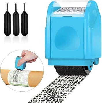 1 Pcs Wide Identity Theft Protection Roller Stamp with 3 Ink Refills ...