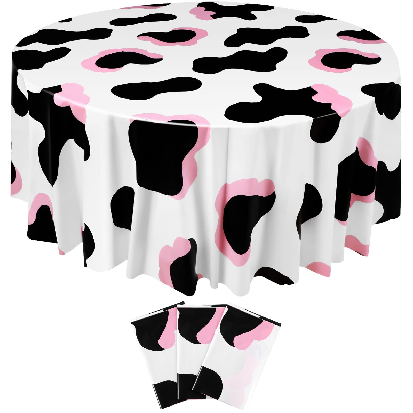 Amazon.com: Oudain 3 Pcs Pink Cowgirl Cow Themed Table Cover Plastic ...