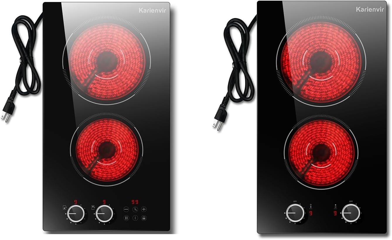 Amazon.com: 12 Inch Electric Stove 2 Burner, Plug-in Electric Cooktop ...