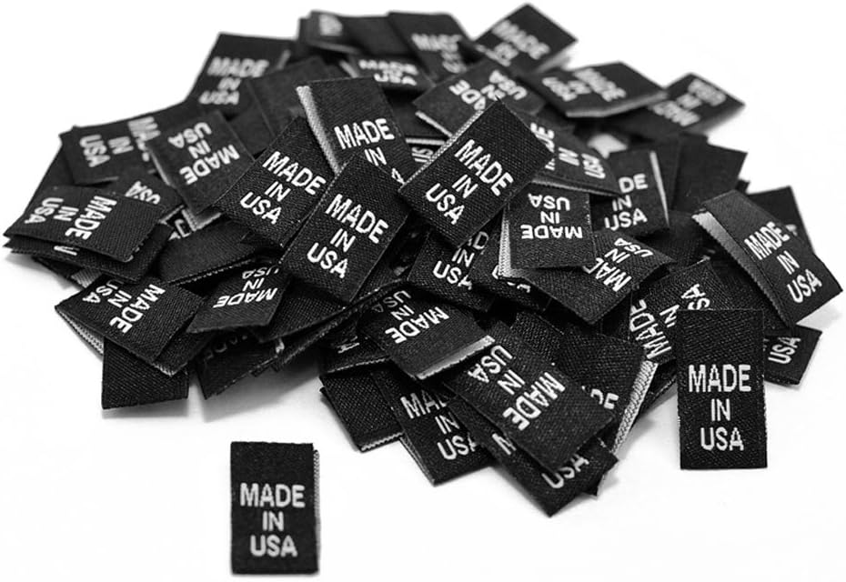 Amazon.com: 100 Black Made in U.S.A. Woven Labels - White Text on Black ...