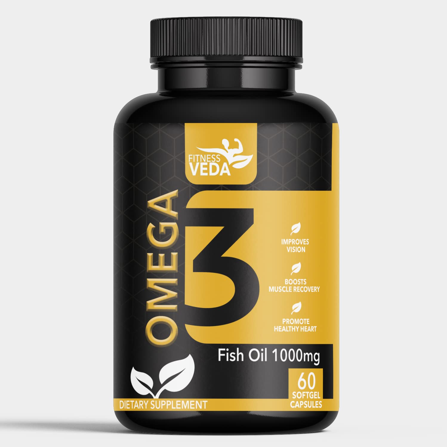 FITNESS VEDA Omega 3 Fish Oil 1000mg, Omega3 Fatty Acid Capsules 60 ...