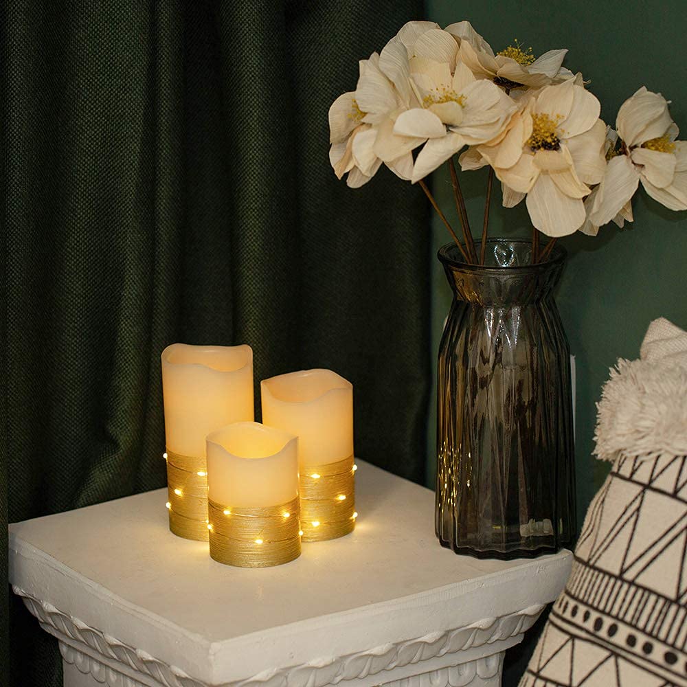 Flickering LED Candle Set with Daily Timer,BeMoment Flameless Candles ...