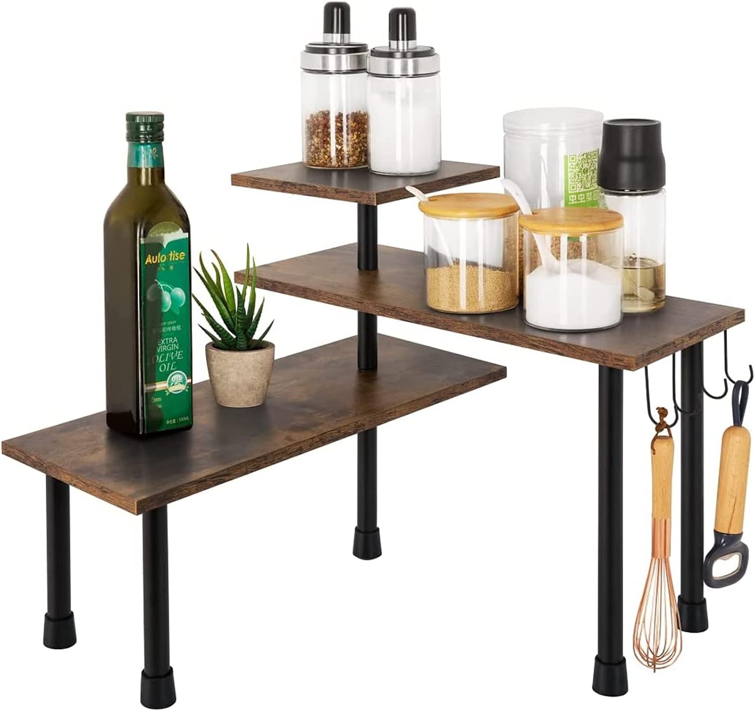 Amazon.com: Venloup Corner Shelf, 3 Tier Kitchen Counter Shelf, Vintage ...