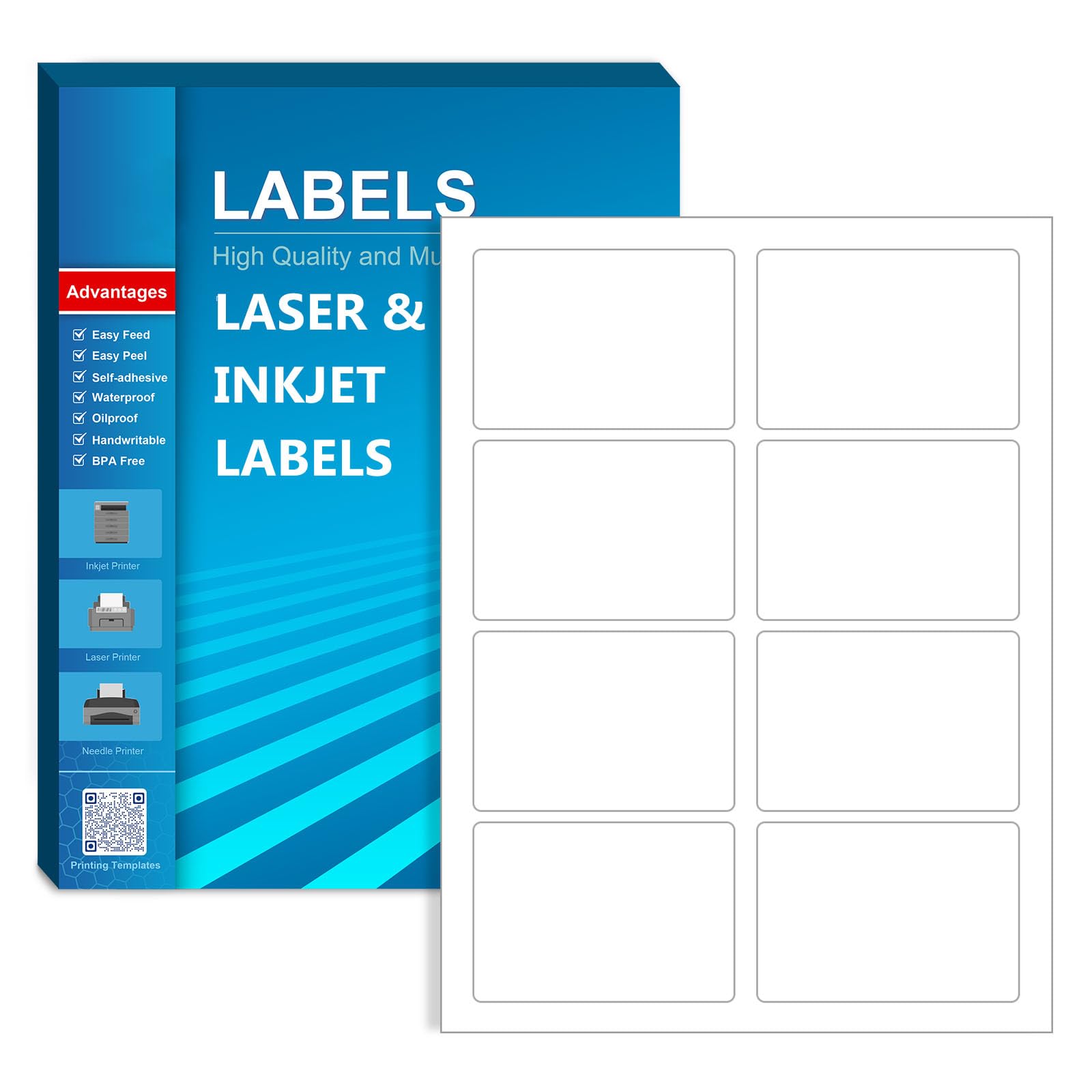 Snapklik.com : 1" X 2-5/8" Blank Labels, Printable Sticker Paper For Inkjet Printer, Name Tag ...