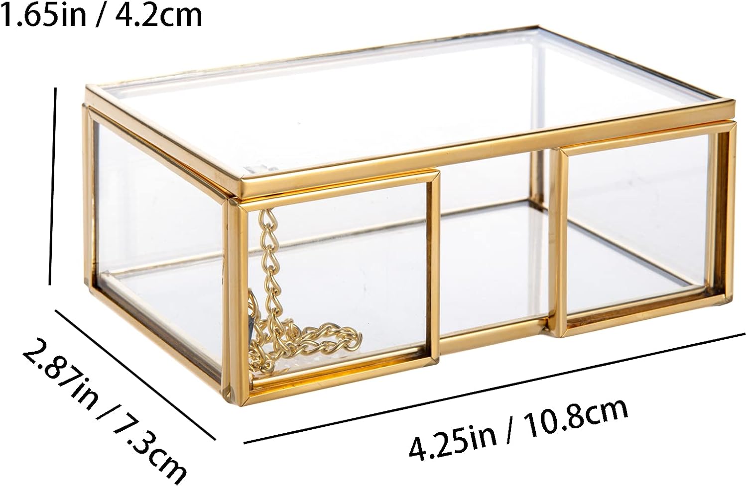 Feyarl Gold Glass Business Card Box with Lid Name Card Display Holder ...