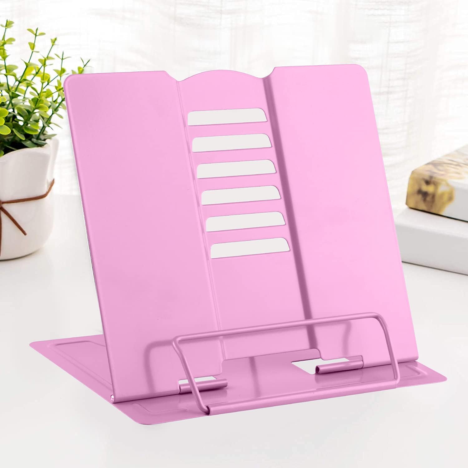 Desk Book Stand, Metal Reading Rest Book Holder Adjustable Cookbook ...