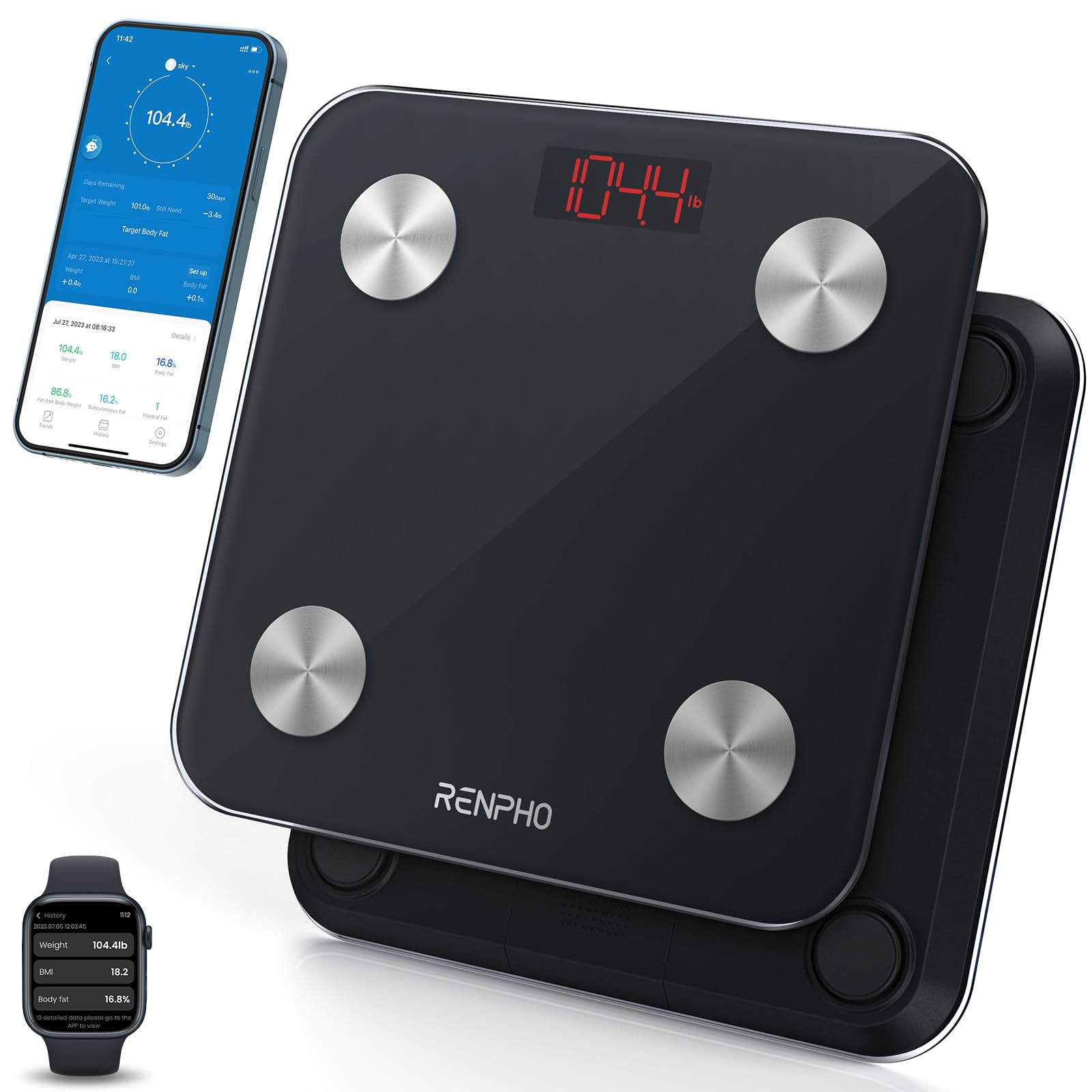 Snapklik.com : RENPHO Smart Scale For Body Weight, Digital Bathroom ...