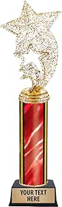 Amazon.com : 11.75" Red Gold Glitter Star Rocket Trophies - Customized ...