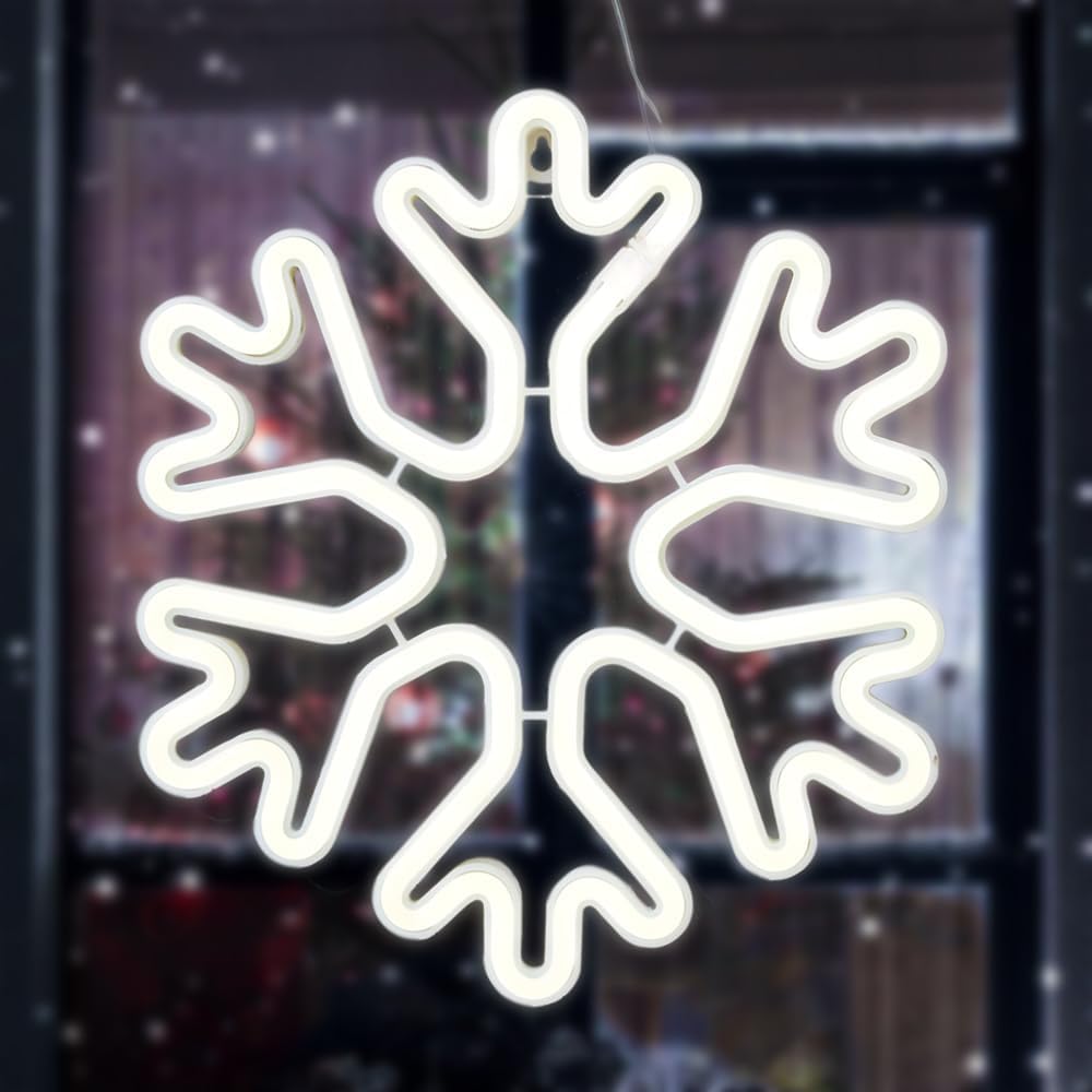 Amazon.com: GUOCHENG Lovely Snowflake LED Neon Light Sign Cold White ...