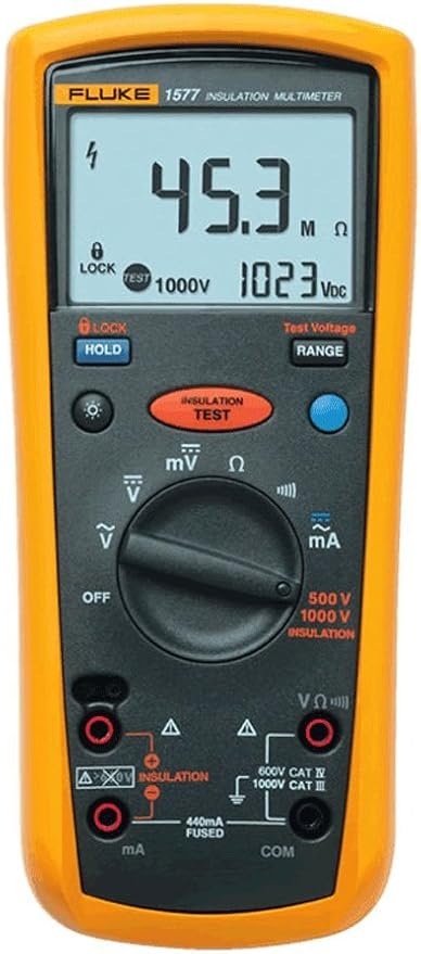 Fluke 1577 Insulation Multimeter, LCD Display, 600 Megaohm Resistance ...