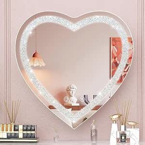 Buy VENETIAN IMAGE LED Heart Mirror - Crushed Diamond Heart-Shaped Wall ...