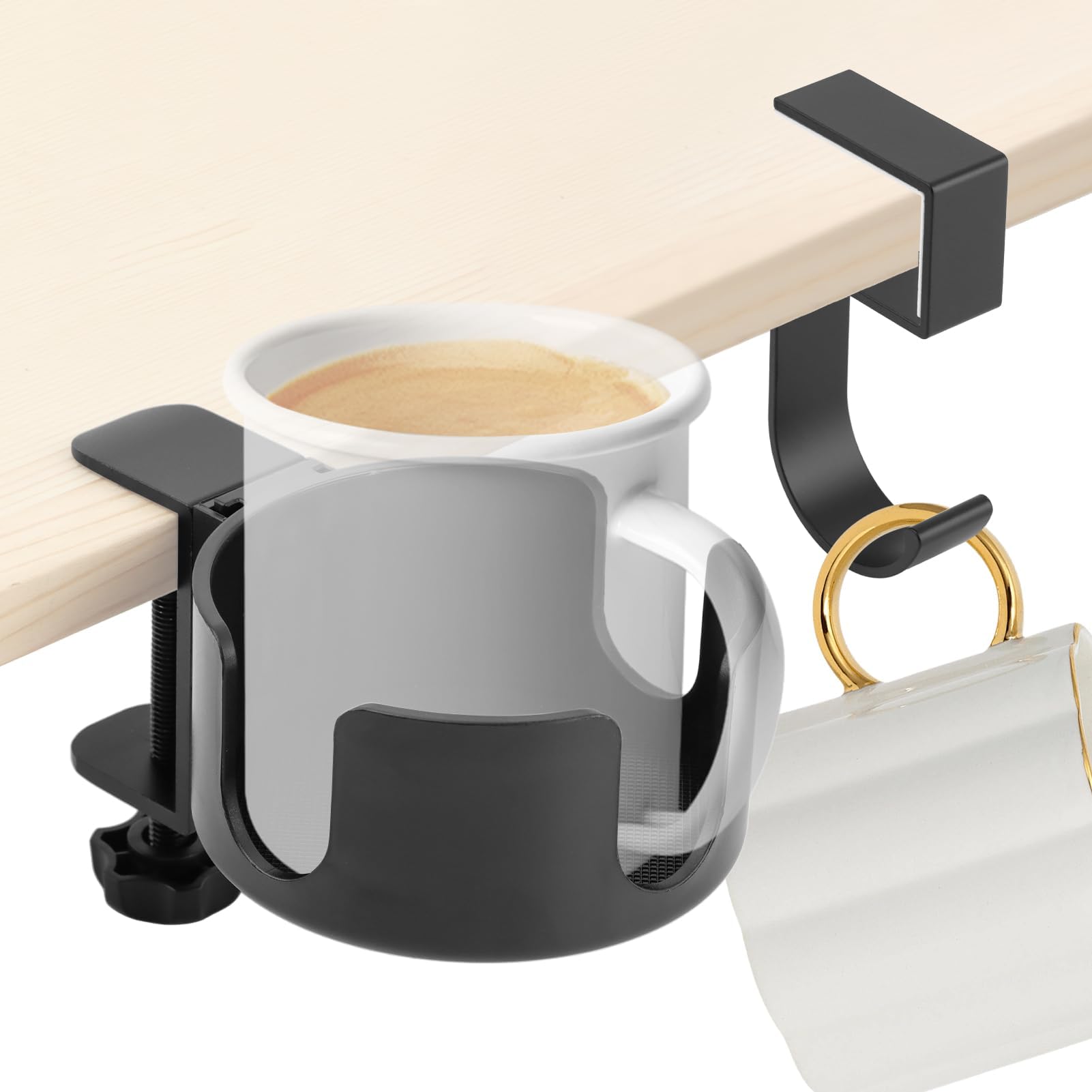 Amazon.com: Ranjaner Desk Cup Holder Clamp, Anti-Spill Table Cup Holder ...