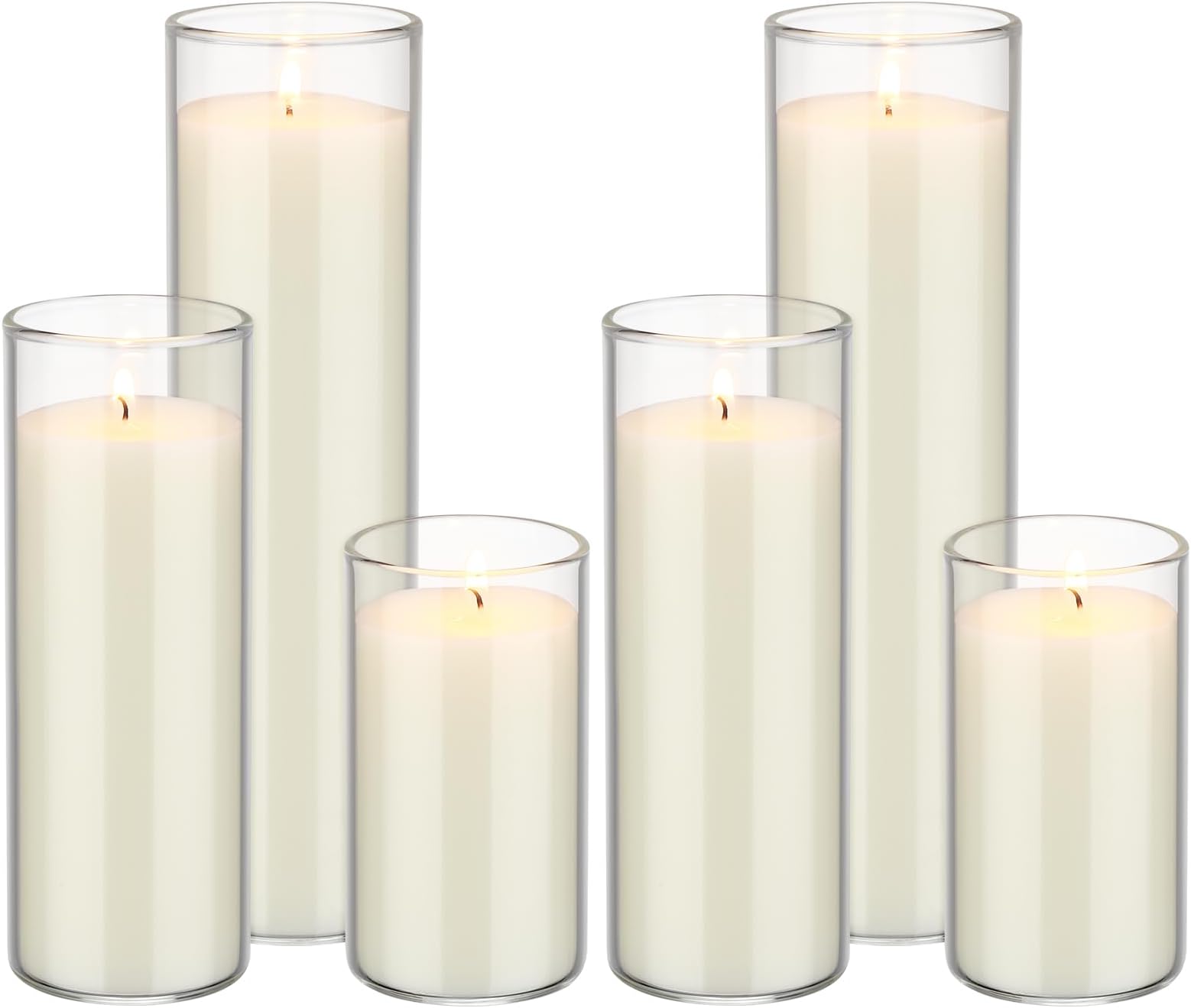 Amazon.com: MTLEE 6 Pack Pillar Candles in Glass Cylinder for Wedding ...