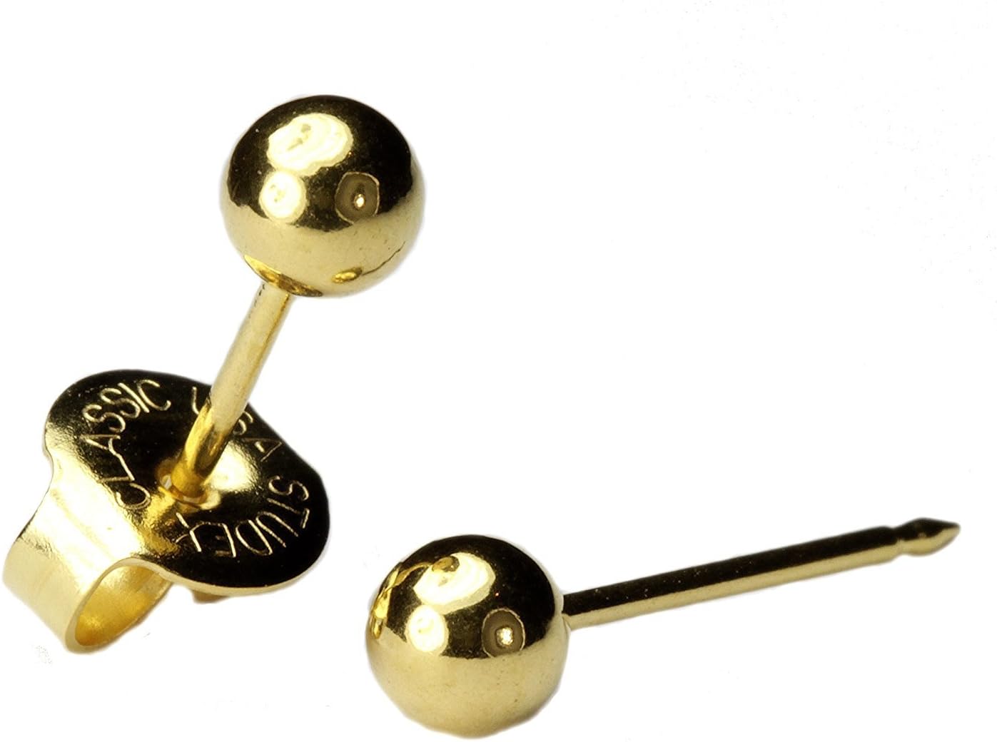 Amazon.com: LONG POST Ear Piercing Earrings Gold 4mm Round Ball Studs ...