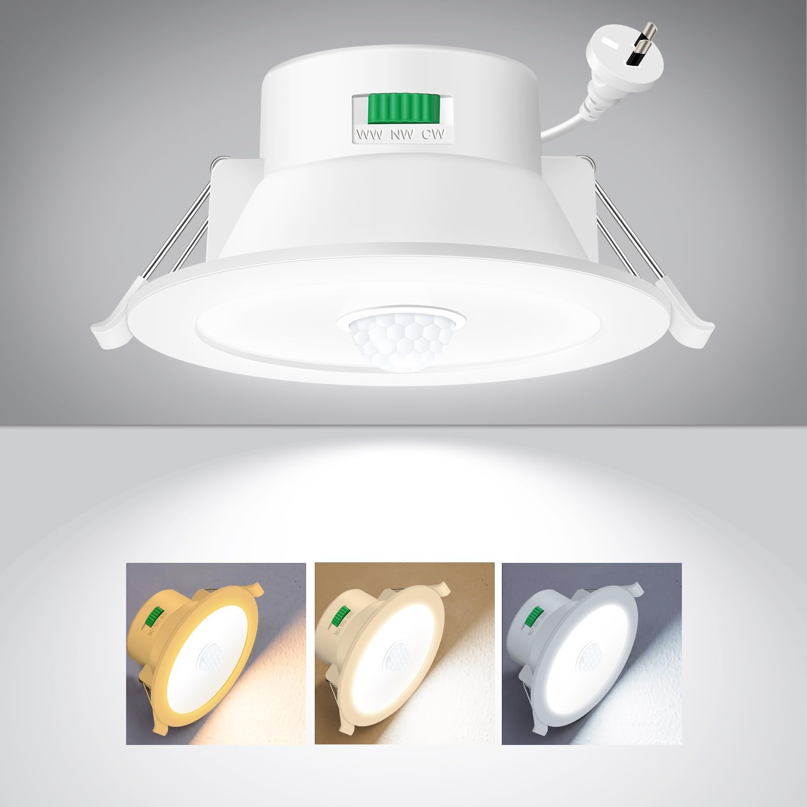 ALUSSO LIGHTING LED Recessed Ceiling Light with Motion Sensor, 12W 90 ...