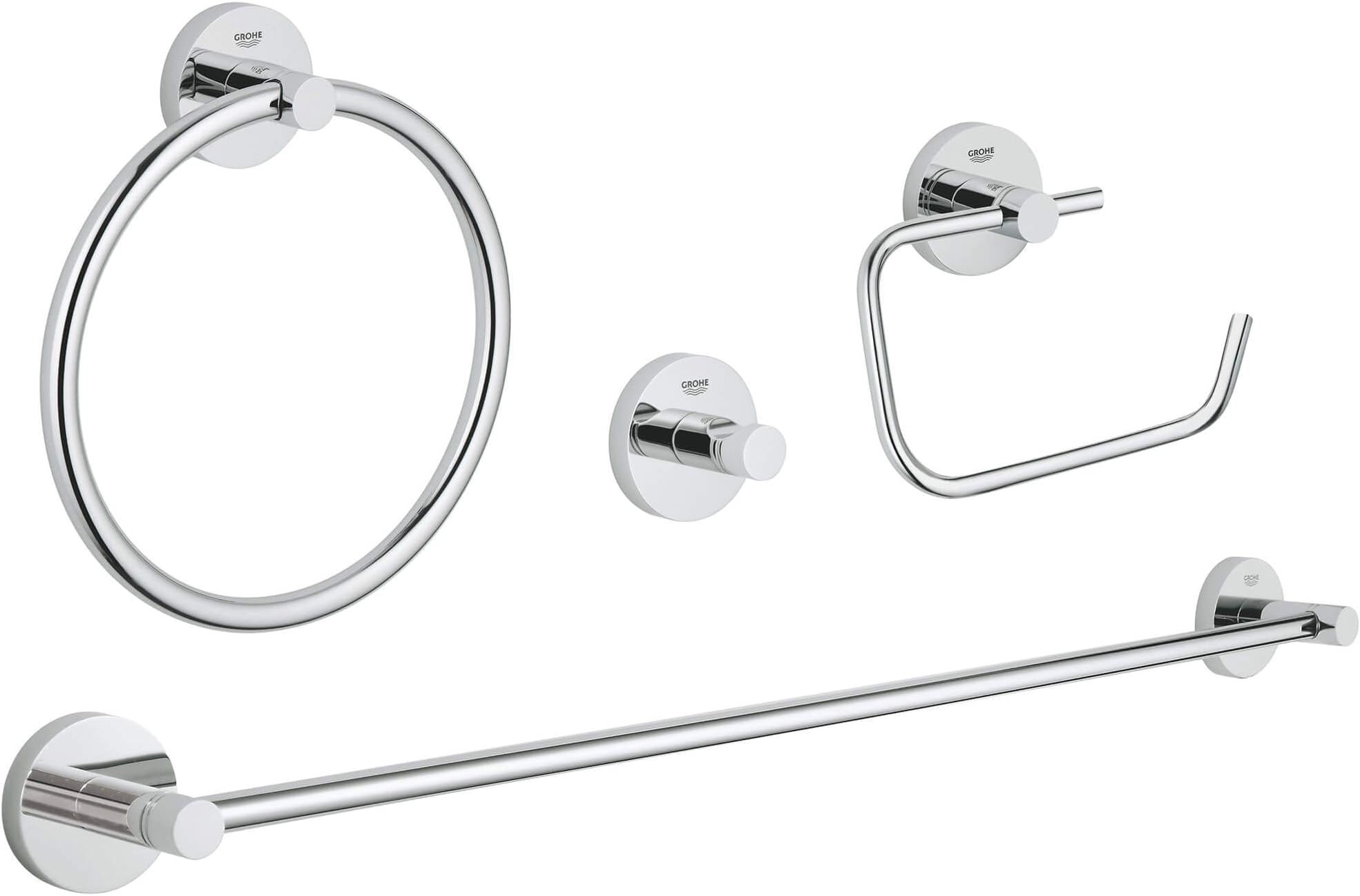 Grohe 40823EN1 Essentials Accessories Set Master 4-in-1, Brushed Nickel ...