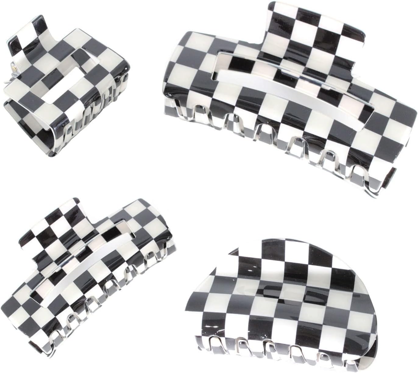 Amazon.com : 4pcs Checkered Hair Claw Clips, BetterJonny Square Checker ...