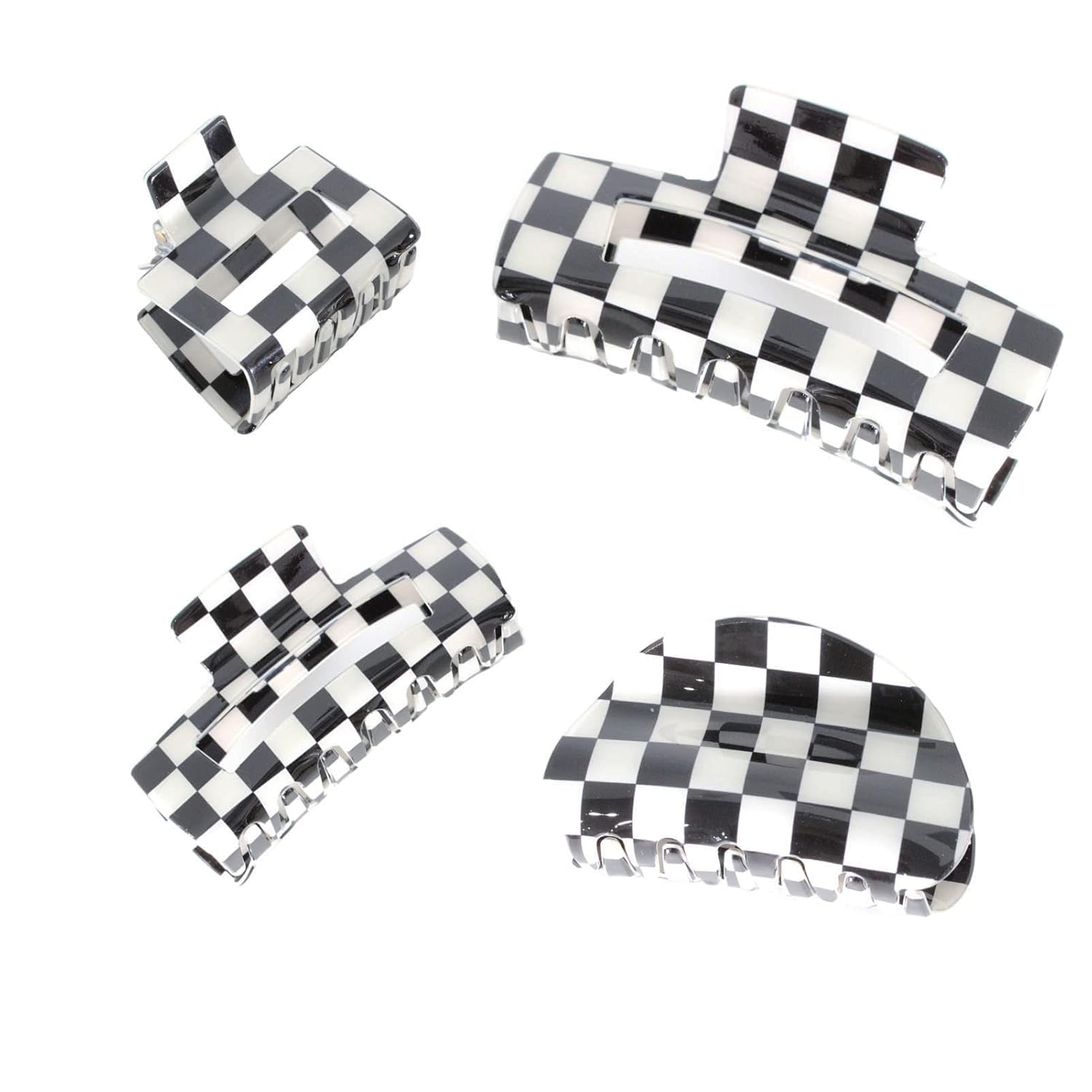 Amazon.com : 4pcs Checkered Hair Claw Clips, BetterJonny Square Checker ...