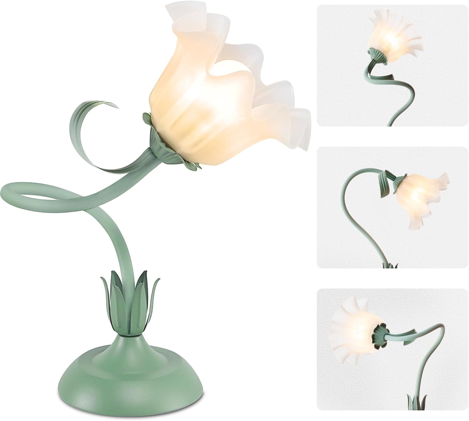 Fuzzbopn Cute Flower Desk Lamp, 3 Color Temperature Table Lamp with LED ...
