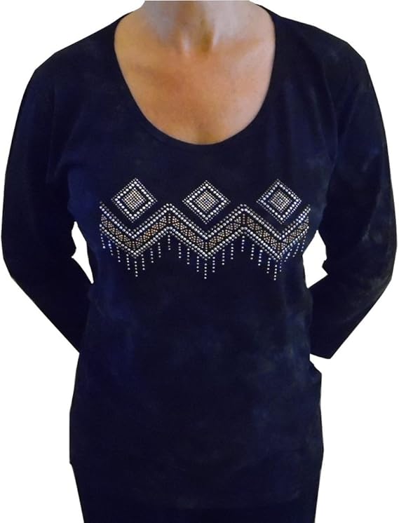 Cactus Bay Clothing Women's Zig Zag Diamond Suede Wash Shirt Black at ...