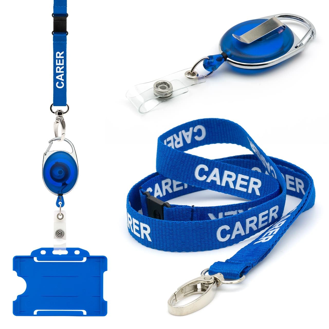 CKB LTD Blue Carer Retractable Lanyard and Badge Holder Triple Pack ...