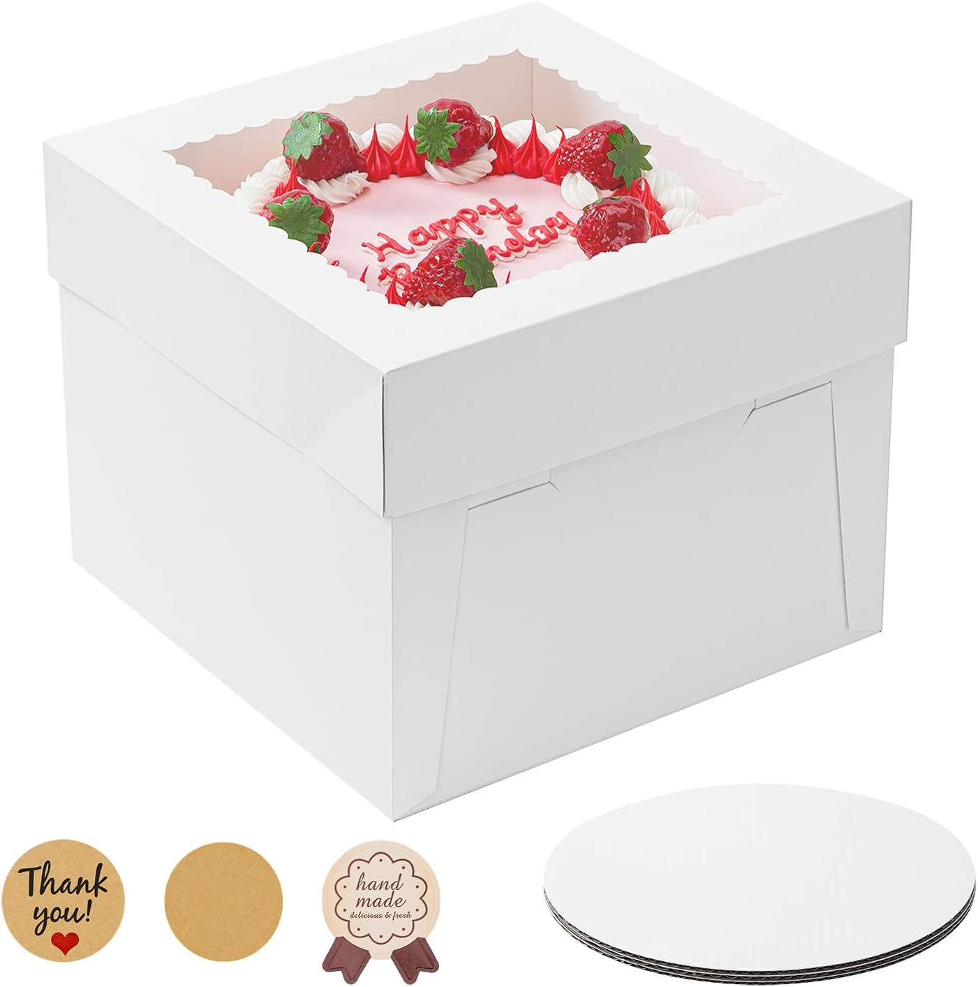 Amazon.com: Vorfre 3 Pack Classic White Square Cake Boxes, 12x12x8 Inch ...