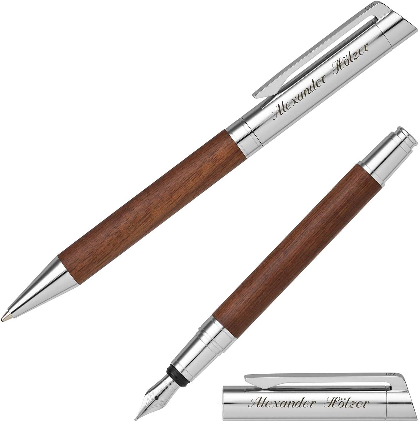 Senator Schreibset TIZIO 6252 Nussbaumholz Kugelschreiber Füller mit ...